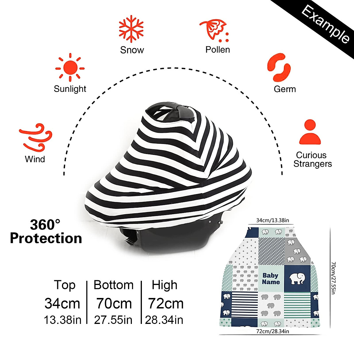 Personalized Baby Name Car Seat Covers for Babies Infant - Nursing Cover Breastfeeding Scarf, Carseat Cover for Girls and Boys, Constellation Starry Sky