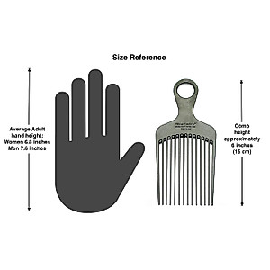 Chicago Comb Model 7 Carbon Fiber Pick Comb, for Long Thick Curly & Afro Hair Styles, Black Color, 6 inches (15 cm)