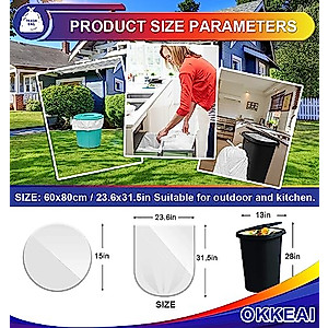 OKKEAI 50L Large Garbage Bag 13 Gallon Trash Bags for Kitchen,Home,White,60 Count
