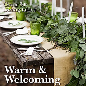 Natural Burlap Table Runners – 12 Inch x 30 Foot Burlap Roll for Dining Room Table, Mantel and Outdoors – Rustic Farmhouse Jute Table Runner Décor for Parties, Weddings, and Holidays