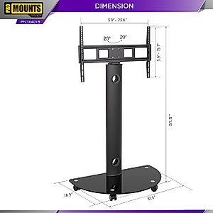 ProMounts Mobile TV Stand for 32" to 72" LCD LED Flat/Curved Panel TVs, ± 20° Swivel TV Cart Holds Up to 88lbs, Portable TV Stand with Max Vesa 600x400mm, TV Rolling Stand for Office/Home (Black)
