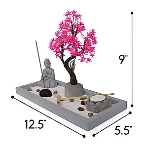 Zen Garden Incense Holder with a Mini Buddha Statue and a Tealight Candle Holder - Beautiful Zen Garden for Desk, Meditation Gifts, Zen Decor, and Japanese Art