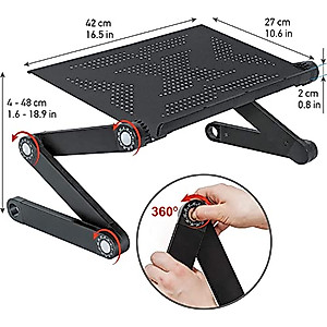 Desk York Flexible Laptop Stand for Couch/Recliner/Sofa - Computer Table, Laptop Holder for Bed - Cool Desk for Office & Home - Bday Gifts for Man, Women, Mom, Dad, Student, Friend-Aluminum-Black