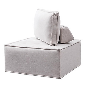 BALUS Modular 3 Seater Sofa Couch, Modern Sectional Sofa Couch, Armless Floor Sofa Couch, Soft Fabric Sofa Bed for Bedroom, Living Room and Sturdy Room, Free Combination, 3 PCS Beige