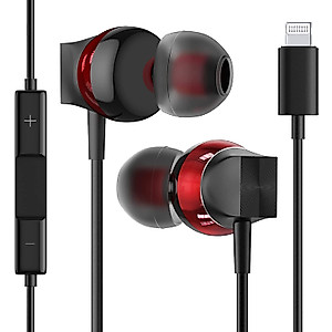 Meifox Lightning Earbuds for iPhone, Quad Dynamic Noise Reduction Driver Earphones, MFi Certified Wired Earbuds with Microphones, Headphones for iPhone 13/12/11/11 Pro/Max/X/XS Max/XR/8/7 （Silvery）