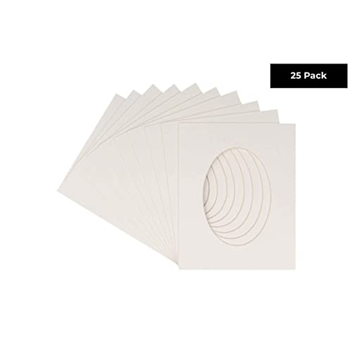 CountryArtHouse Textured White Acid Free 6x10 Oval Picture Frame Mat with White Core Bevel Cut for 4x8 Pictures - Fits 6x10 Frame - Pack of 25 Matboard Show Kits with Acid Free Backings & Clear Bags
