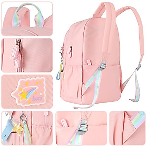 lovco Girls Backpack,Kids Backpack,Cute Backpacks for Girls,Elementary Preschool Kindergarten Supplies, for Children Aged 7-15 (Pink)