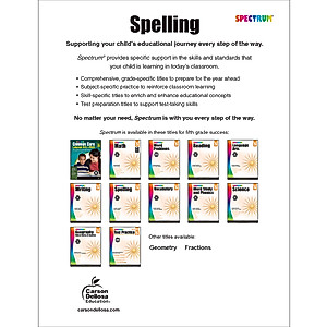Spectrum 5th Grade Spelling Workbooks, Ages 10 to 11, Spelling Grade 5 Workbooks Covering Vowels, Blends & Digraphs, Practice Building Spelling Skills, Vocabulary, and Dictionary Skills