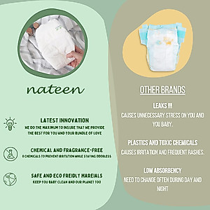 Nateen Premium Baby Diapers with Strong Leak Guard for Overnight Use, Super Absorbent Disposable Diapers, Hypoallergenic with Comfortable Fit, Medium Size, 100 Count