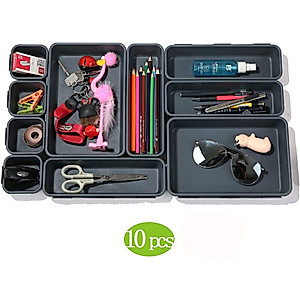 Backerysupply Interlocking Desk Drawer Organizer Separators for Kitchen, Bathroom, Makeup, Office (Set of 10)