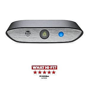 iFi Zen Blue HiFi Bluetooth Receiver Desktop DAC/Adapter - Wireless Input/Outputs - Optical/Coaxial/SPDIF/RCA / 4.4 Balanced - Audio System Upgrade (Unit Only)