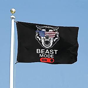 Beast Mode on US Wolf Flags Decorative Funny Banners for Outside House Dorm Room Parties