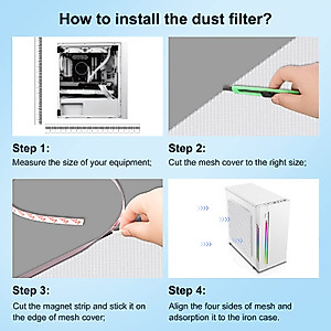2-Pack 300x800mm 11.8x31.5inch DIY Computer Case PC Fan Dust Mesh Filter White Computer PVC Mesh Cover with Magnetic Strip for Gaming PC Speaker Xbox Series Game Consoles and More