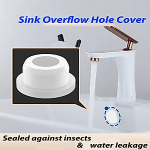 4 Pack Sink Overflow Hole Cover for Kitchen Sink Hole Overflow Cap for Bathroom Sink Basin Trim Overflow Cover Insert in Hole Round Caps (White)