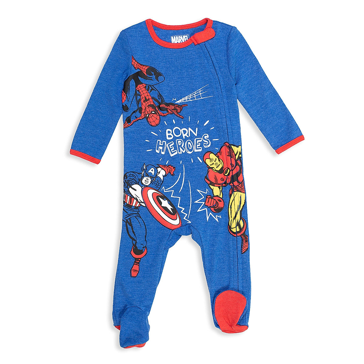 Marvel Avengers Captain America Iron Man Newborn Baby Boys 2 Pack Sleep N' Play Coveralls 3-6 Months