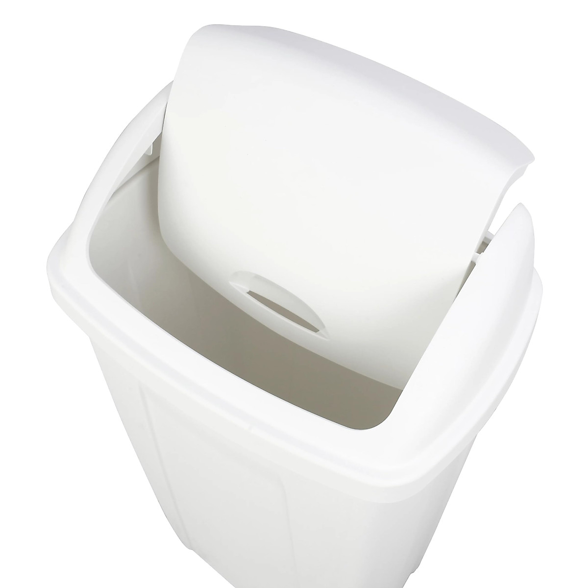 CJLXL 13 Gallon Trash Can, Plastic Swing Top Kitchen Garbage Trash Can (White)