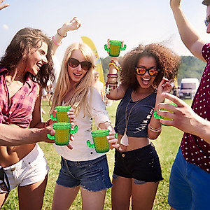 Cactus Shot Glasses Set of 6, Funny Cactus Plastic Shot Glasses 2oz, Cactus Cups/Cute Shot Glasses/Tequila Glasses for Final Fiesta Bachelorette Party, Cinco De Mayo Party