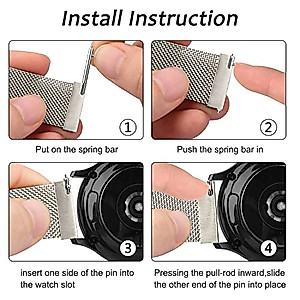 Amzpas Bands for Samsung Galaxy Watch 6 Band 40mm 44mm, Samsung Galaxy Watch 6 Classic Band 43mm 47mm, 20mm Stainless Steel Metal Replacement Strap for Galaxy Watch 6 Bands for Women Men (20mm,