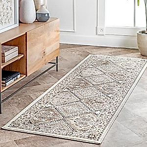 nuLOOM Becca Vintage Tile Runner Rug, 2' 6" x 6', Beige