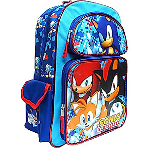 Sonic, Shadow, Tails & Knuckles The Hedgehog16 inch Large Backpack NEW, Blue, 16''