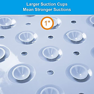 AmazerBath Baby Blue Bathtub Mat Non Slip Bath Mat for Tub, 40 x 16 Inches Bath & Shower Safety Mats with Suction Cups and Drain Holes, Extra Large Shower Mat