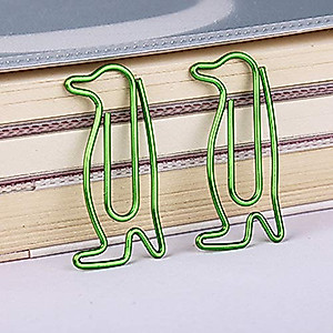 Hacoly Green Animal Penguin Shaped Paper Clips Bookmark Clips for Paper Clip Collectors or Zoo Animal Lovers Funny Office School Supplies Bookmarks 20 PCS per Box