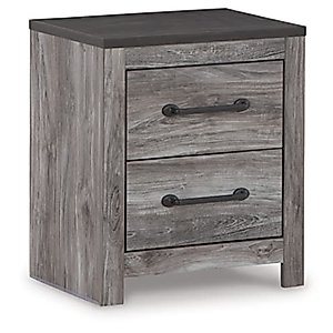 Signature Design by Ashley Bronyan 2 Drawer Nightstand, 22"W x 16"D x 25"H, Gray Plank