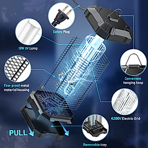 Jawlark Bug Zapper Outdoor, 4200V Electric Mosquito Zapper Indoor, Insect Fly Zapper Waterproof with 5ft Power Cord, Mosquito Killer for Home, Patio, Kitchen, Backyard, Camping, Plug-in