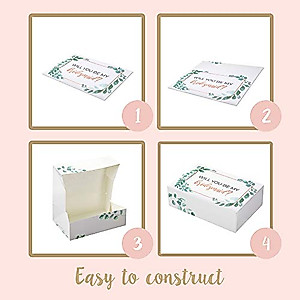 Pop Fizz Designs Bridesmaid Proposal Box Set I 6 Pack I 1 Maid of Honor Proposal Box and 5 Will You be My Bridesmaid Boxes I Greenery with Rose Gold Foil Bridesmaid Box for Bridesmaid Gifts