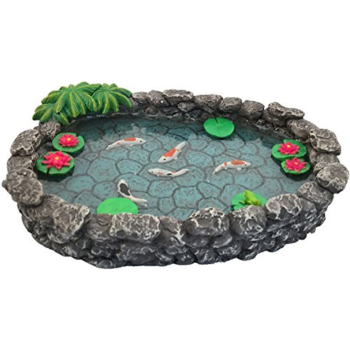 GlitZGlam KOI Miniature Pond - Koi Pond for a Fairy Garden. A Miniature Pond for a Miniature Fairy Garden and Enchanted Garden Accessories
