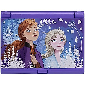 Disney Frozen Elsa Anna Cosmetic Compact Set with Mirror 22 Lip glosses, 4 Body Shines, 6 Brushes Colorful Portable Foldable Washable Makeup Beauty Kit Box Set for Girls Kids Toddler