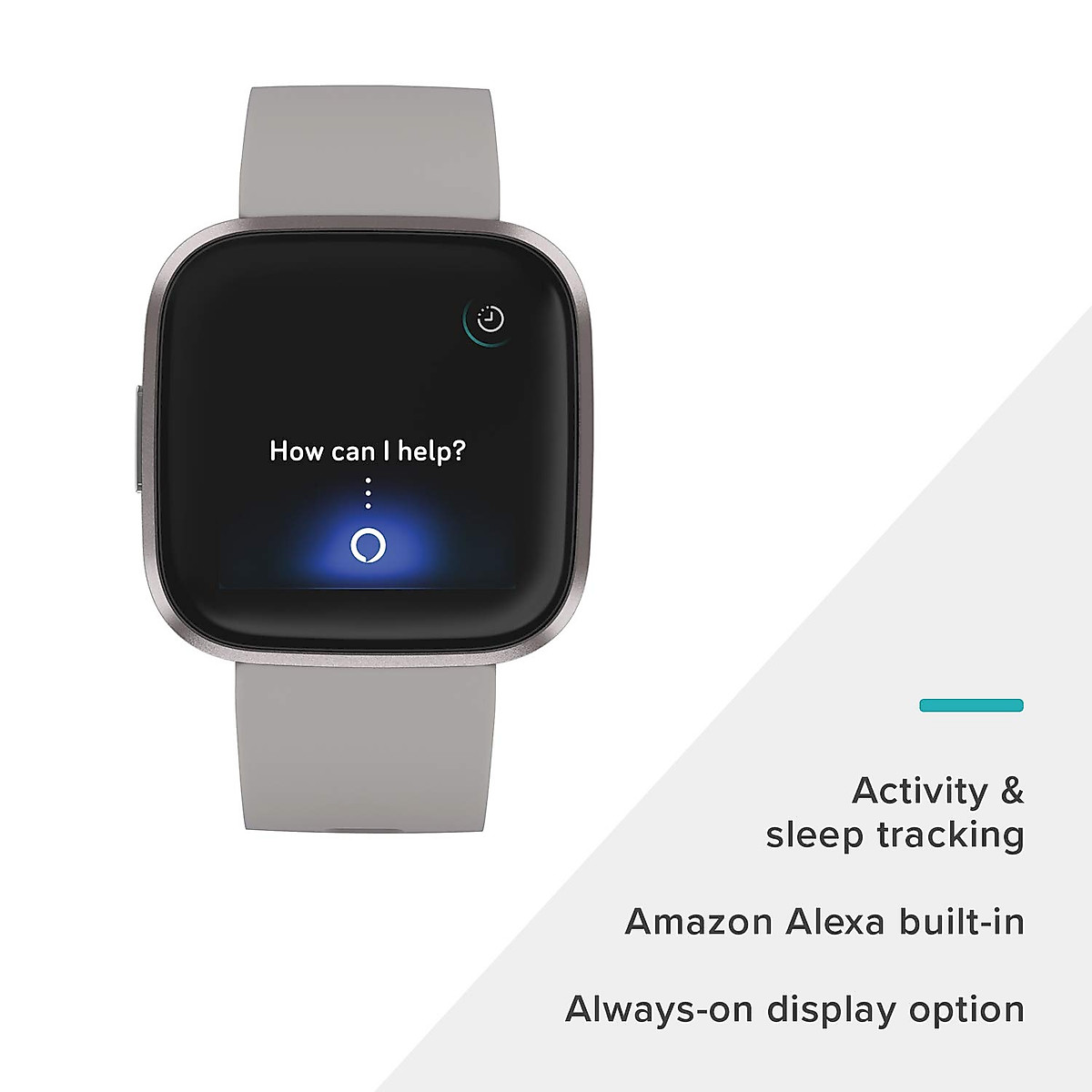 Fitbit Versa 2 Health & Fitness Smartwatch with Heart Rate, Music, Alexa Built-in, Sleep & Swim Tracking, Stone/Mist Grey, One Size (S & L Bands Included)