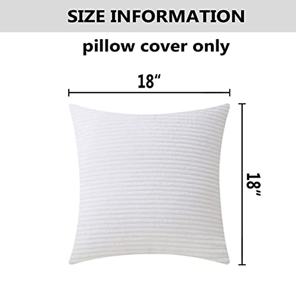 Home Brilliant Pillow Covers 18x18 Striped Corduroy Velvet Cushion Covers Set of 2 Baby Square Decorative Pillowcase, 18 x 18 inch, Creamy White