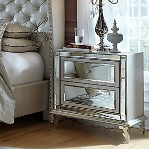 Michael Amini Hollywood Loft Upholstered Nightstand, Frost