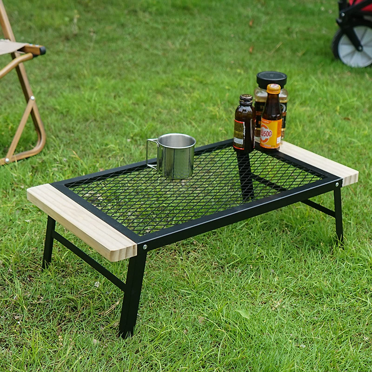 EviKoo Folding Campfire Grill Grates | Barbecue Camping Folding Grill Table | Portable Campfire Cooking Equipment Suitable for Picnic, Beach, Camp Grill BBQ