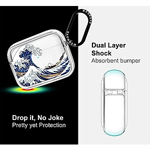 MOSNOVO AirPods Pro Case, Apple AirPods Pro Case, Cool Tokyo Wave Clear Case Design with Luxe Metal Ring Shockproof Protective Cover Case for AirPods Pro