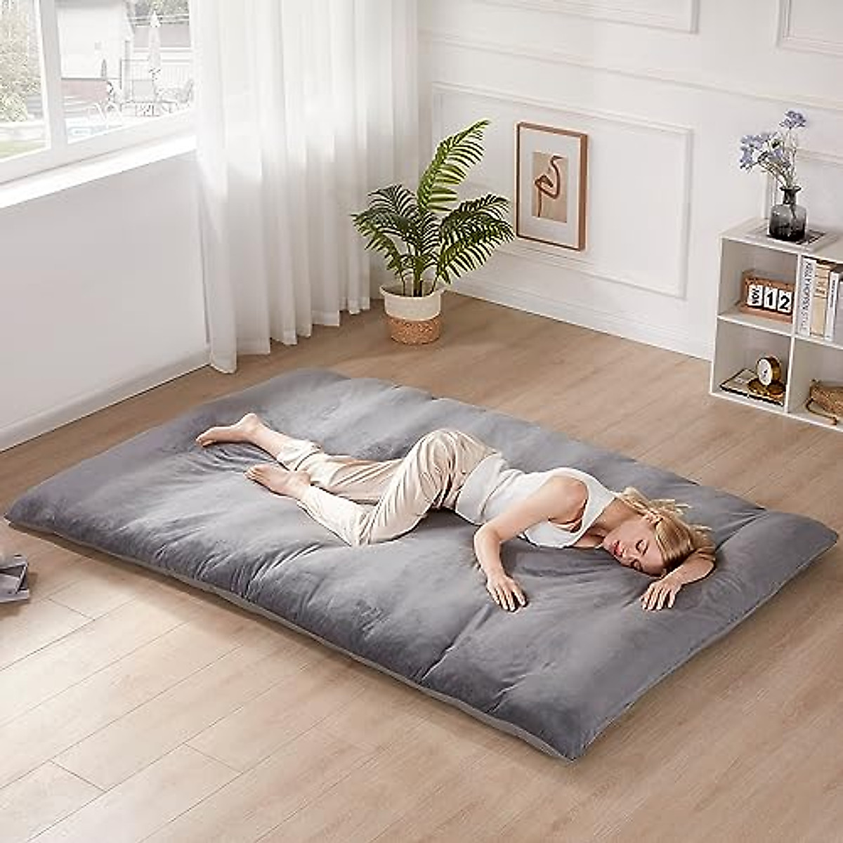 SINWEEK 4 inch Japanese Futon Mattress Foldable Floor Couch Tatami Mat for Adults, Guest Sleeping Pad, and Camping Bed