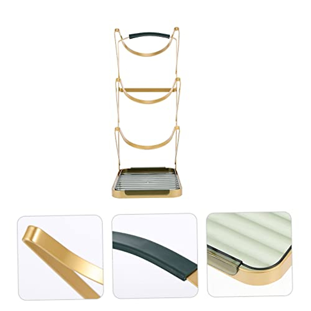 STOBAZA Wall Mounted Pot Lid Rack Utensil Rest Cutting Board Holder Pan Lid Organizer Rack Carbon Steel Lid Stand Kitchen Supplies Kitchen Organization Golden Shelf Storage PC