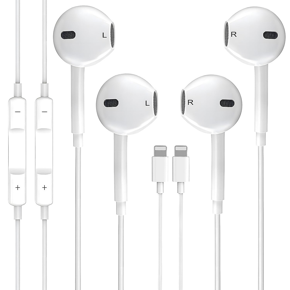 2 Pack Earbuds Headphones Earphones Wired Microphone Call Volume Control Noise Isolating Compatible with iPhone 14 Pro Max/13/12/11/XS/XR/8/7 Plus