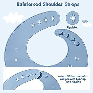JaGely 6 Pcs Baby Silicone Bibs Soft Adjustable Fit Baby Bibs Waterproof Feeding Silicone Bibs with Food Catcher Pocket for Toddlers Girls Boys