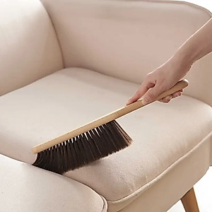 Typutomi Hand Broom with Wood Handle, Soft Dust Brush Household Cleaning Brush Counter Brush for Bed Sofa Furniture Couch Bench Car(14.17in)