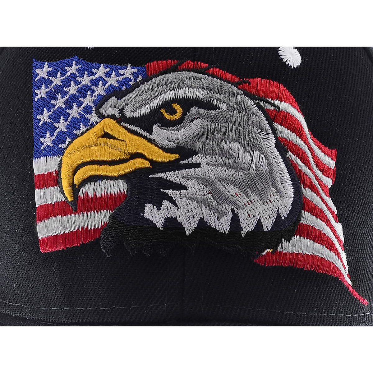 Anna-Kaci USA American Flag Patriotic Eagle Hawk Embossed 3D Adjustable Velcro Baseball Caps Hats, White USA