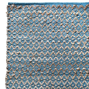 Jute Cotton Rug 2x3'- Hand Woven by Skilled Artisans, for Any Room of Your Home décor - Reversible for Double The wear - Diamond Design - Jute Cotton Rug - Natural Teal,Kitchen Rug,Entry Way Rug