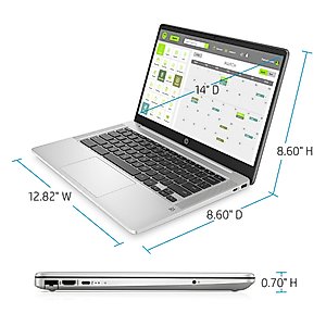 HP 2020 Flagship 14 Chromebook Laptop Computer 14" HD SVA Anti-Glare Display Intel Celeron N5000 Processor 4GB DDR4 64GB eMMC Backlit WiFi Webcam Chrome OS