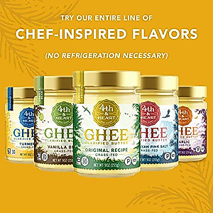 4th & Heart Vanilla Bean Grass-Fed Ghee, 9 Ounce, Keto, Pasture Raised, Lactose and Casein Free, Certified Paleo