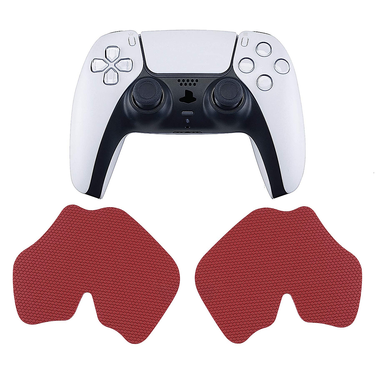 eXtremeRate PlayVital Red Anti-Skid Sweat-Absorbent Controller Grip for ps5 Controller, Professional Textured Soft Rubber Pads Handle Grips for ps5 Controller
