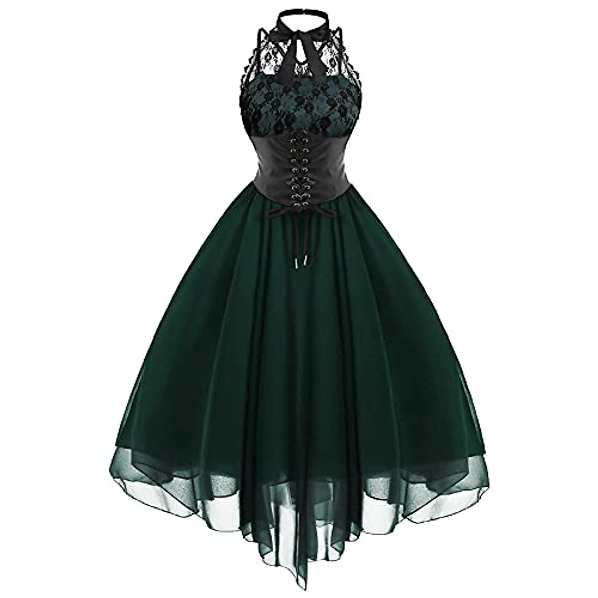 Pretty Dresses for Women Renaissance Dress Women Halter Corset Skirt Lace Up Gothic Dresses Steampunk Hippie Dresses Halloween Punk Ball Gown Champagne Dresses