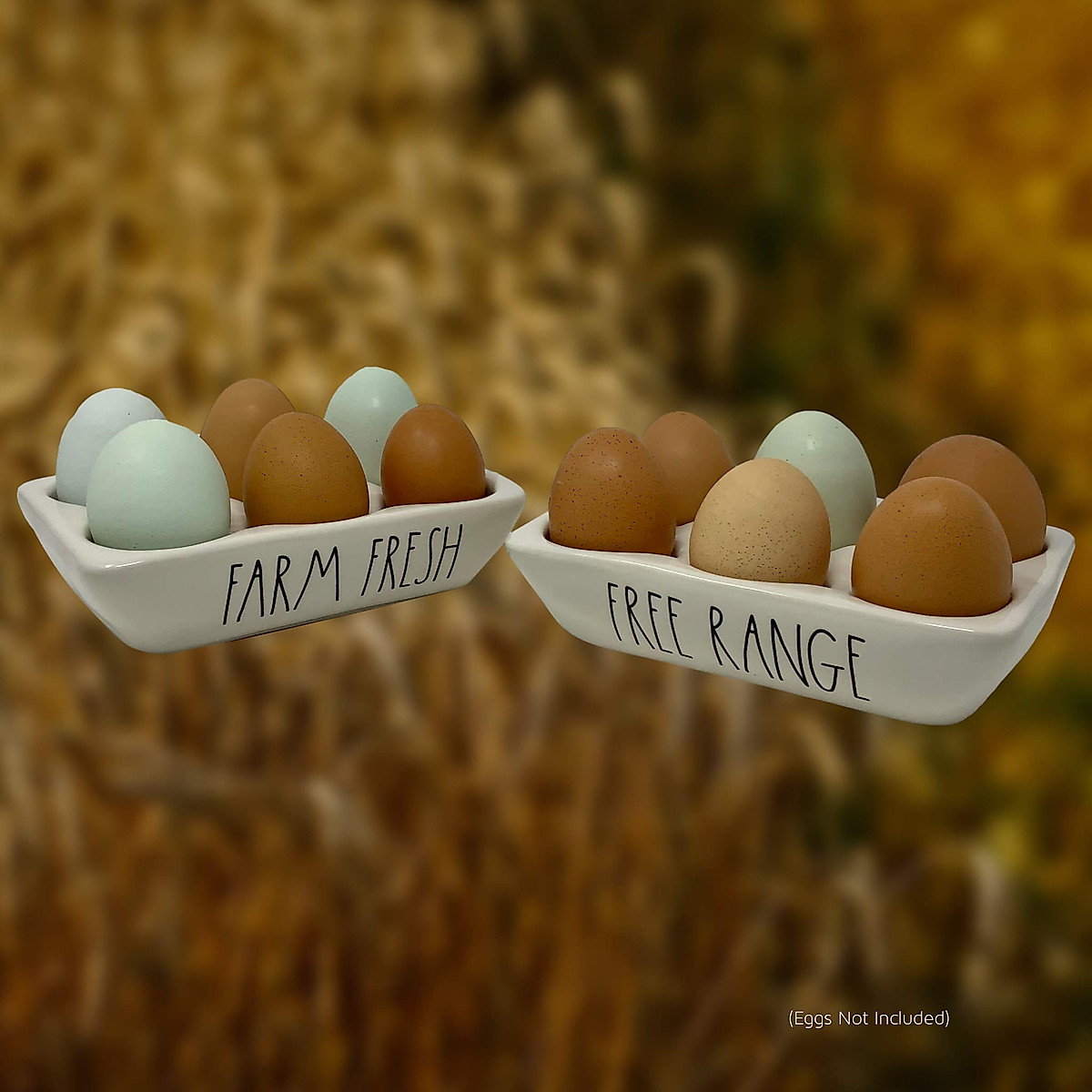 Rae Dunn FARM FRESH And FREE RANGE Egg Holder - Ceramic