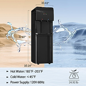 Top Loading Water Cooler Dispenser Hot Cold & Cool Water Dispenser for 3 or 5 Gallon Bottles, Child Safety Lock, Simple Quite Design, Ideal for Home, Office, Living Room