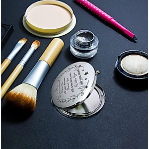 WHING Behind You All Your Memories - Pocket Travel Engraved Makeup Mirror for Women, Friends, Sister, Mom Coworkers Christmas Birthday Graduation Leaving Gifts